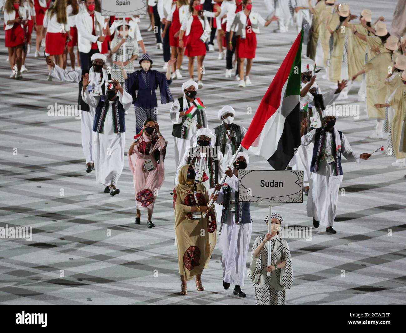 JULY 23rd, 2021 - TOKYO, JAPAN: Sudan's flag bearers Esraa Khogali and ...