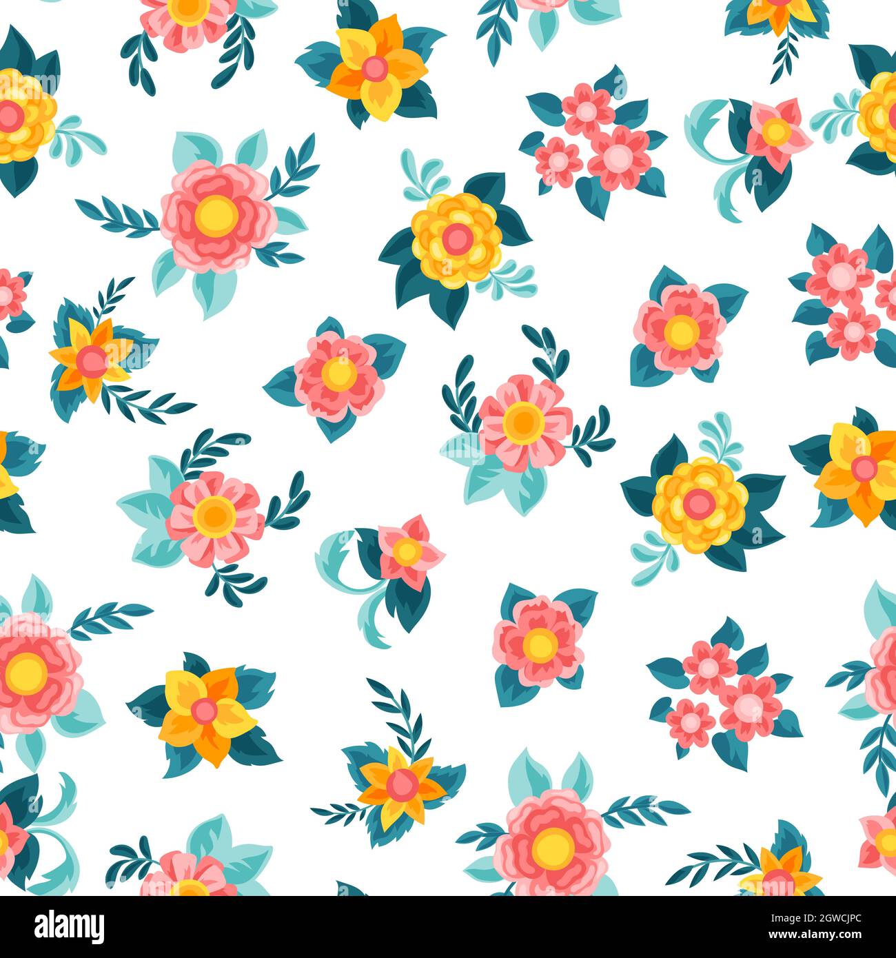 Seamless pattern with pretty flowers. Beautiful decorative natural buds ...