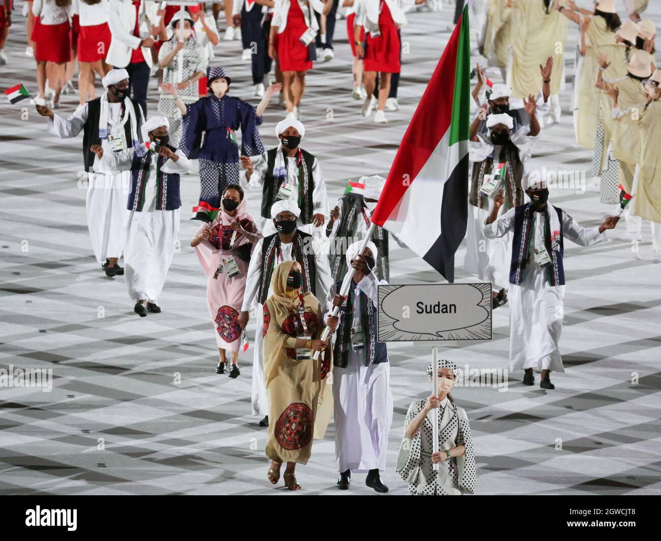 JULY 23rd, 2021 - TOKYO, JAPAN: Sudan's flag bearers Esraa Khogali and ...