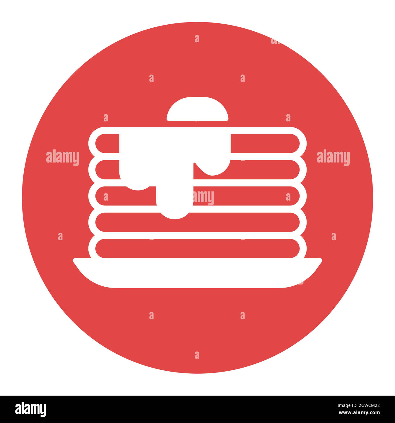 Pancake vector white glyph icon. Fast food sign Stock Vector Image ...