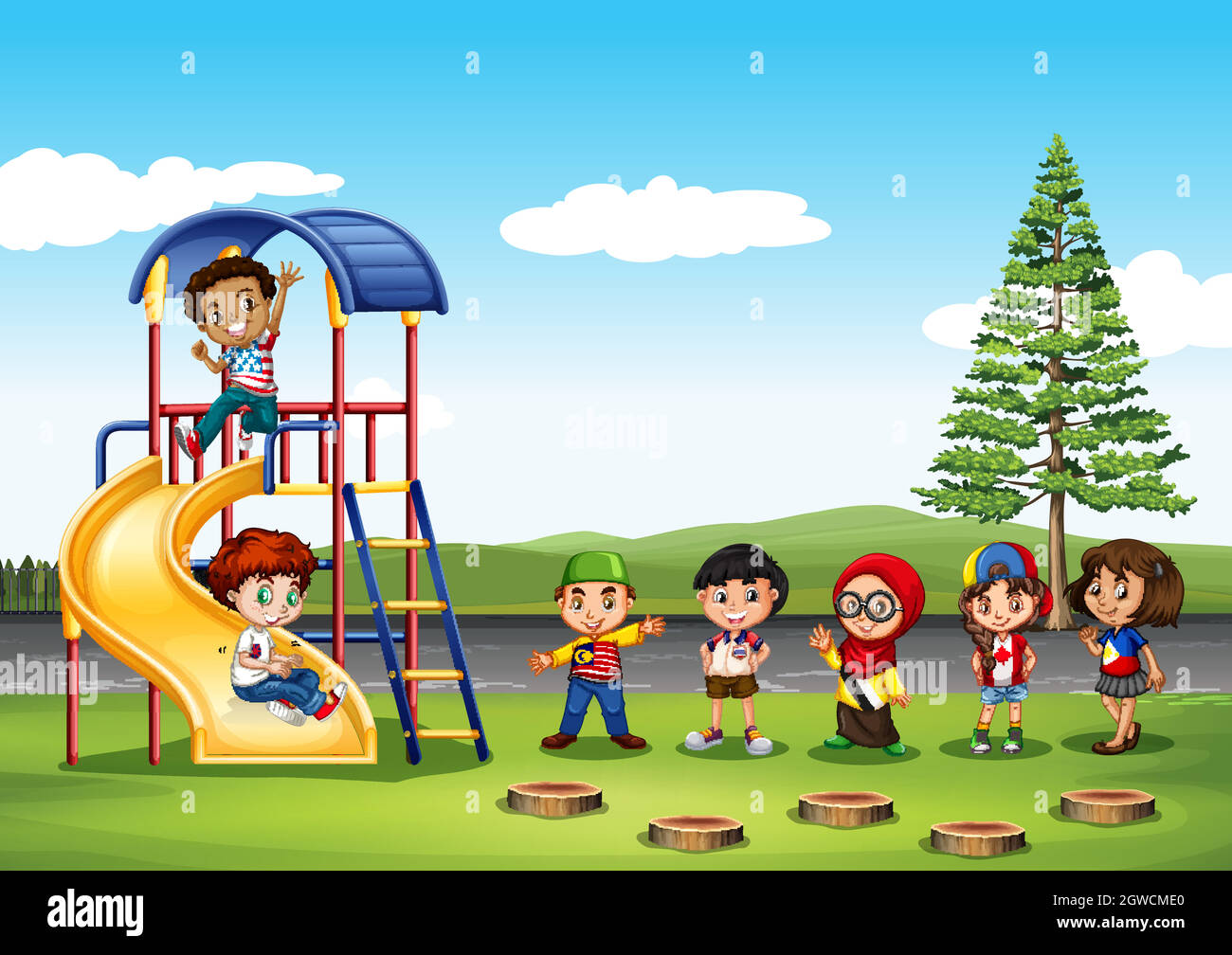Children playing in the park Stock Vector Image & Art - Alamy