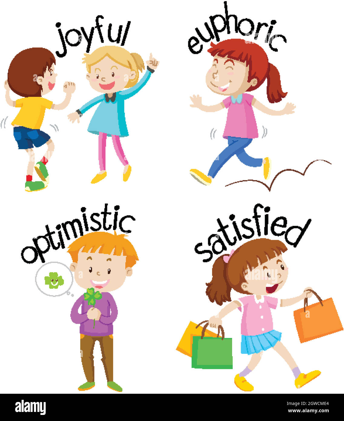 Set of children doing activities with adjectives Stock Vector Image ...
