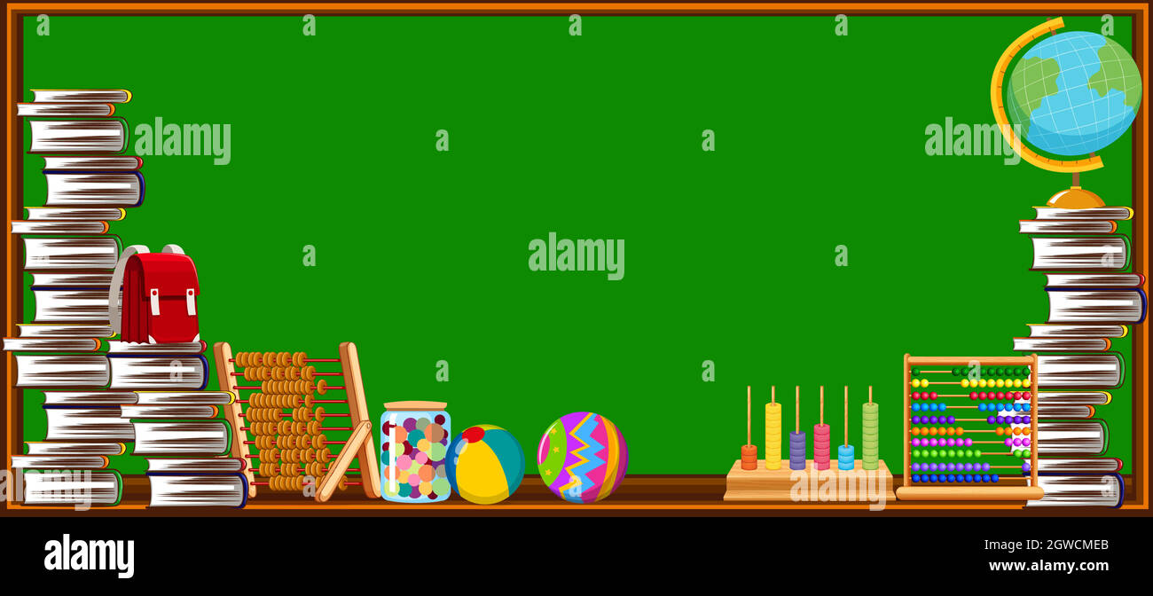 Blackboard and different school objects Stock Vector Image & Art - Alamy