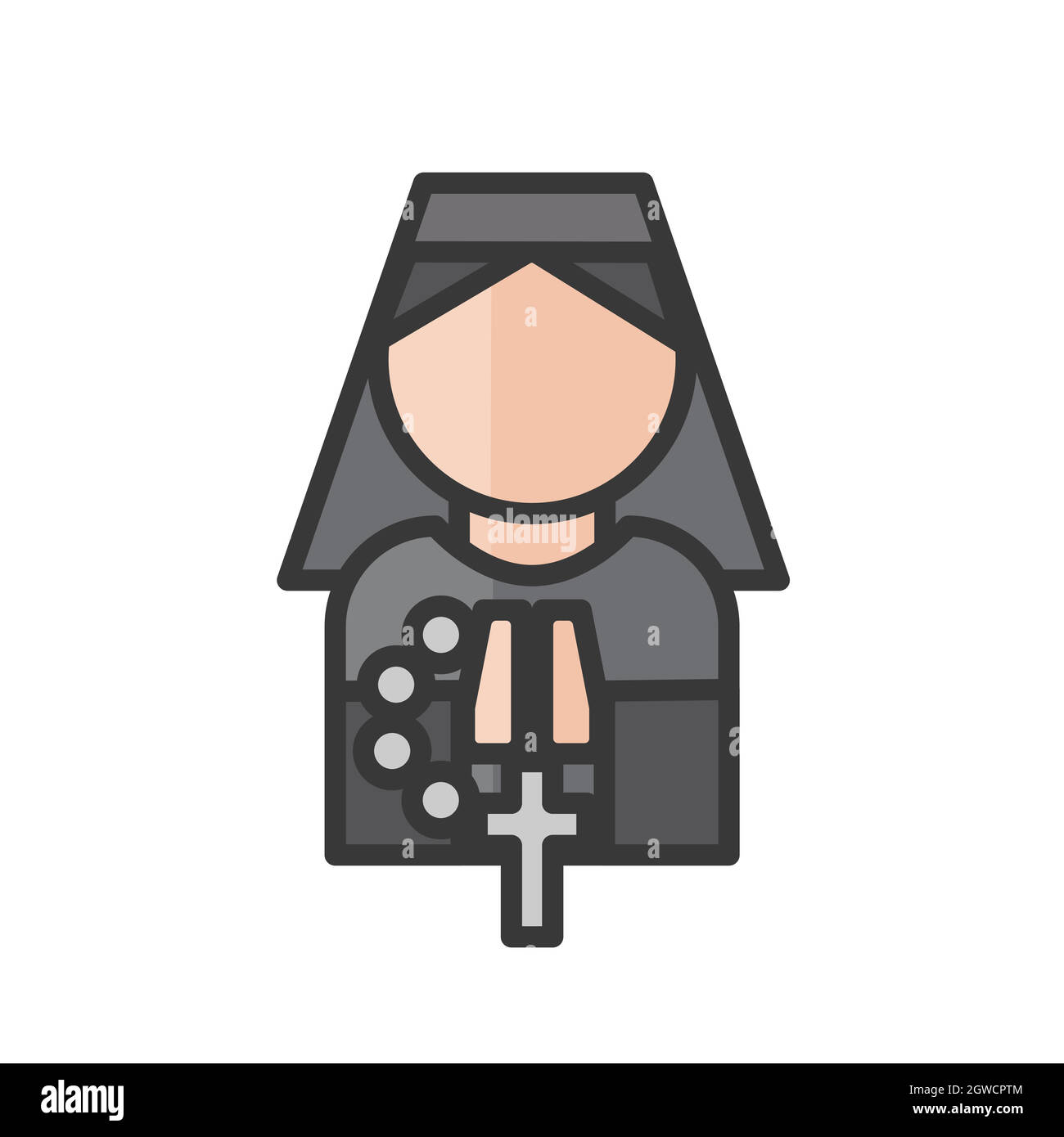 Nun praying avatar. Religionist people. Catholic church icon. Profile ...
