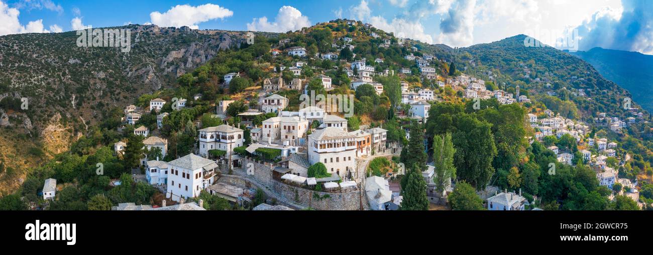 Traditional greek village of Makrinitsa on Pelion mountain in central ...