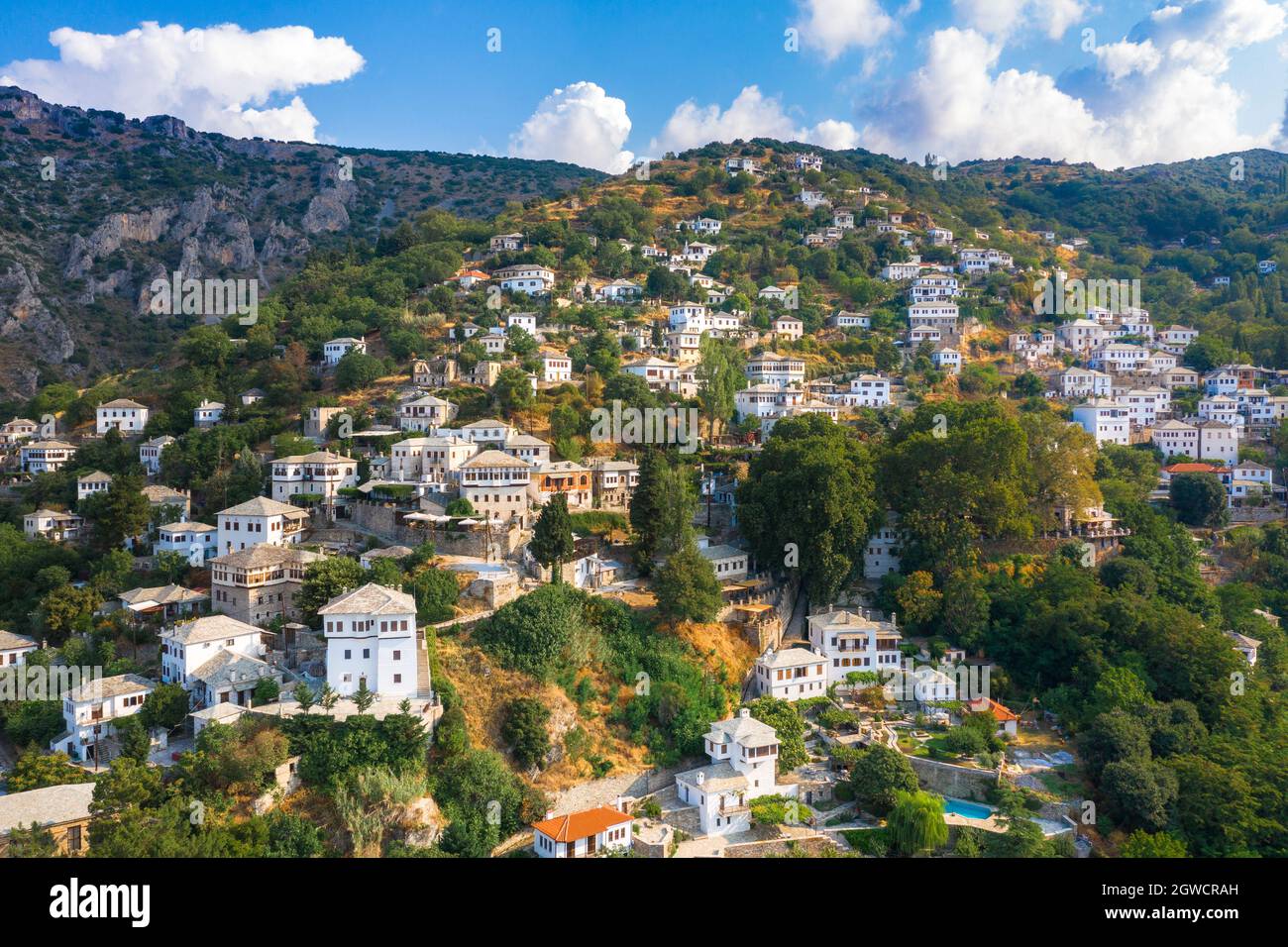 Traditional greek village of Makrinitsa on Pelion mountain in central ...