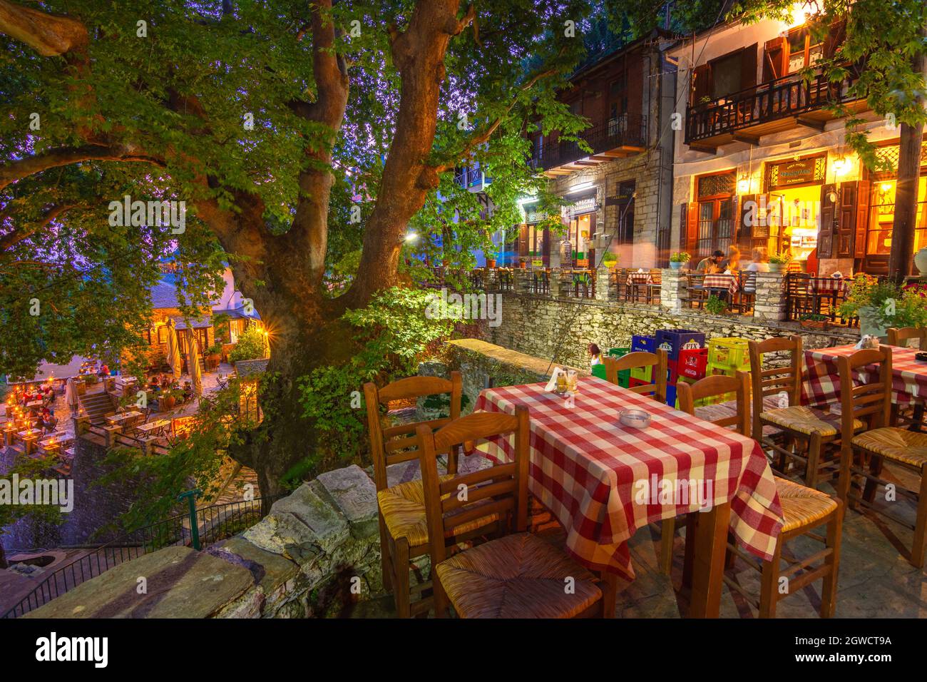 Traditional greek village of Makrinitsa on Pelion mountain in central ...