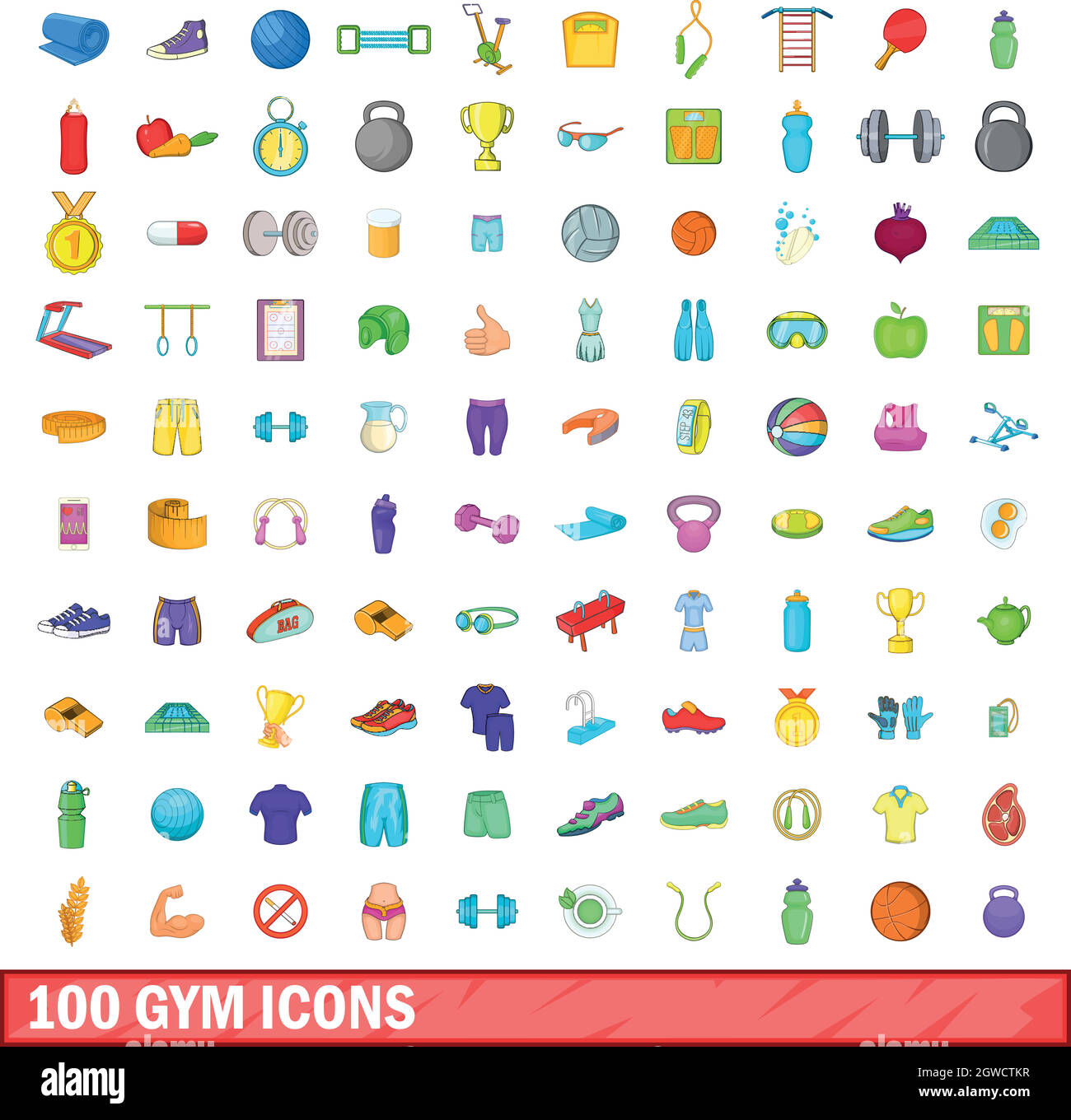 100 gym icons set, cartoon style Stock Vector Image & Art - Alamy