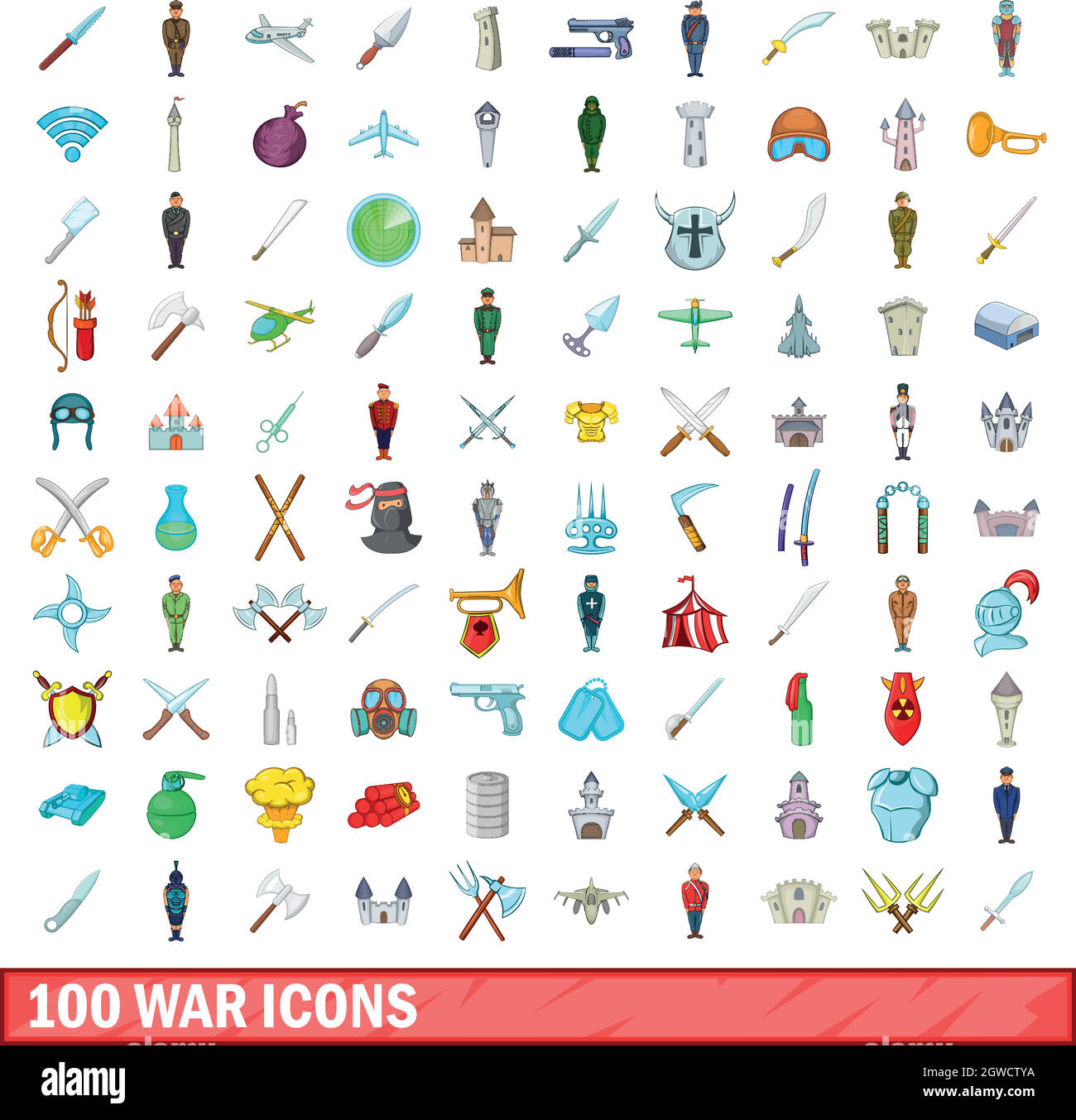 100 war icons set, cartoon style Stock Vector Image & Art - Alamy