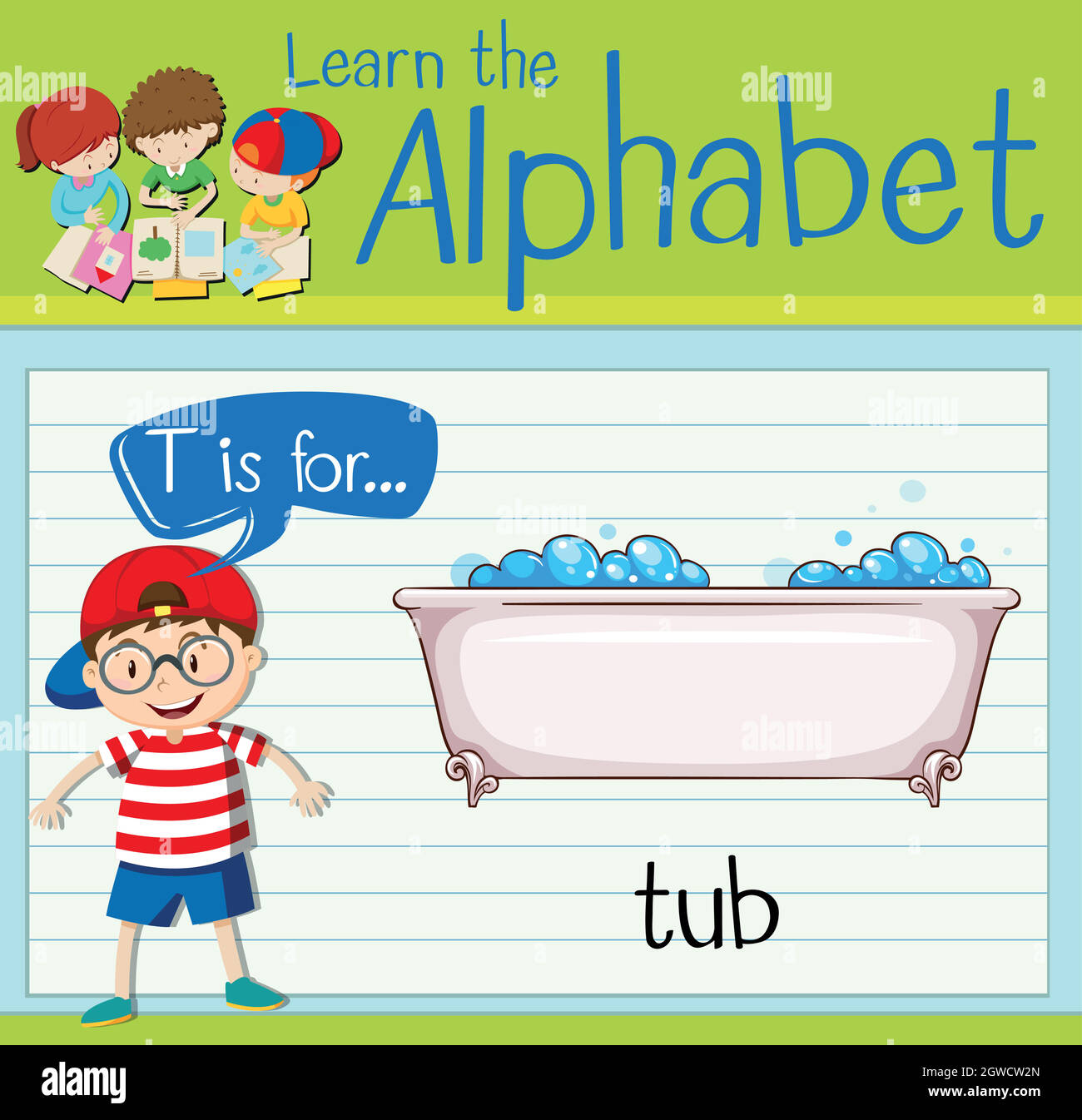 Flashcard letter T is for tub Stock Vector Image & Art - Alamy