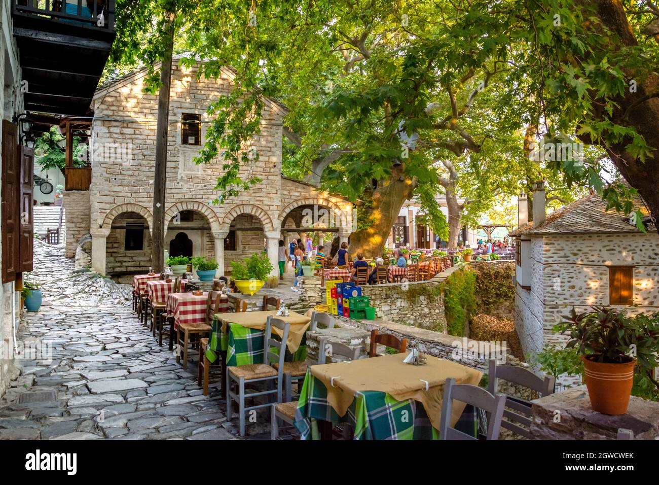 Traditional greek village of Makrinitsa on Pelion mountain in central ...