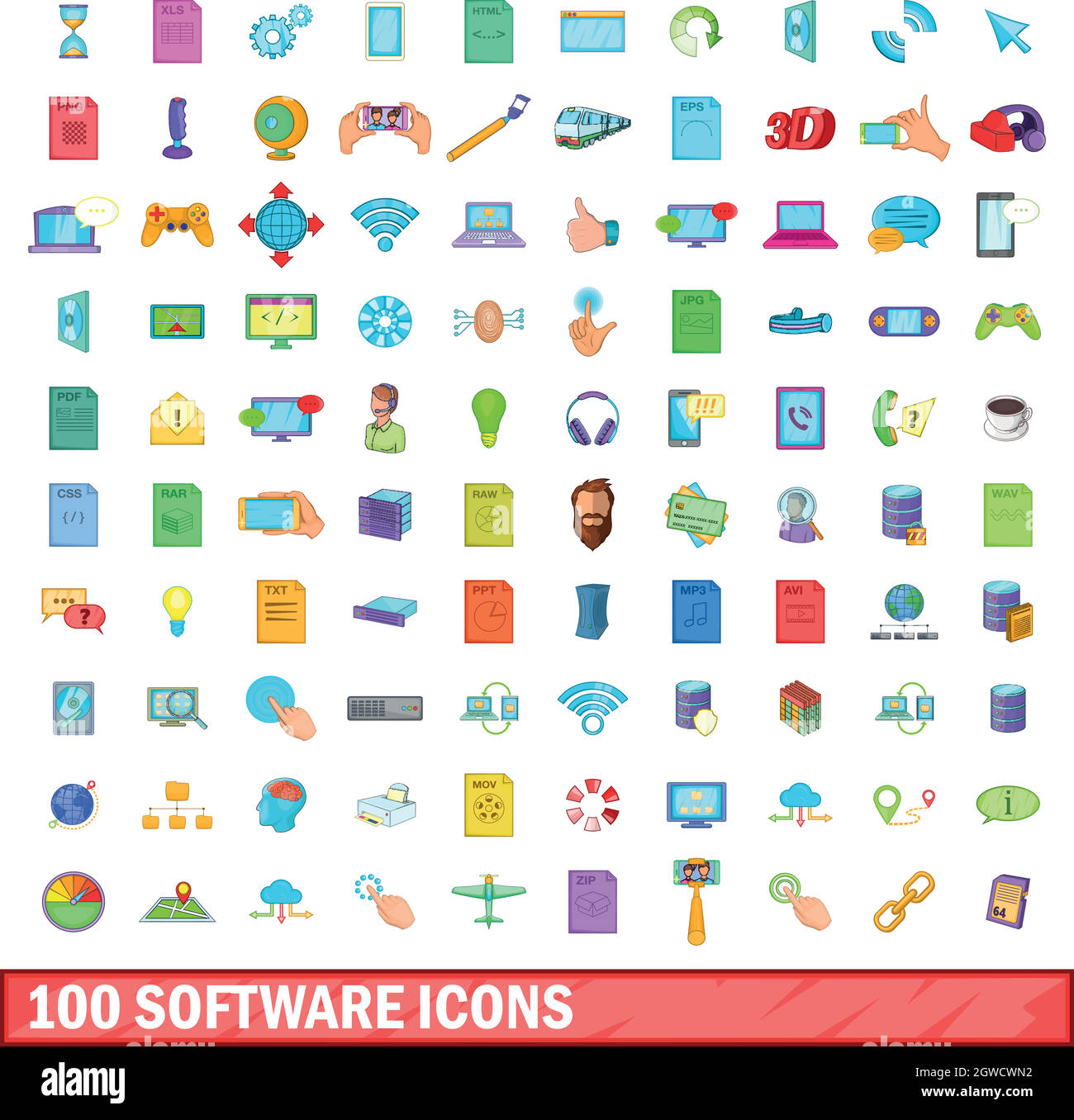 100 software icons set, cartoon style Stock Vector Image & Art - Alamy