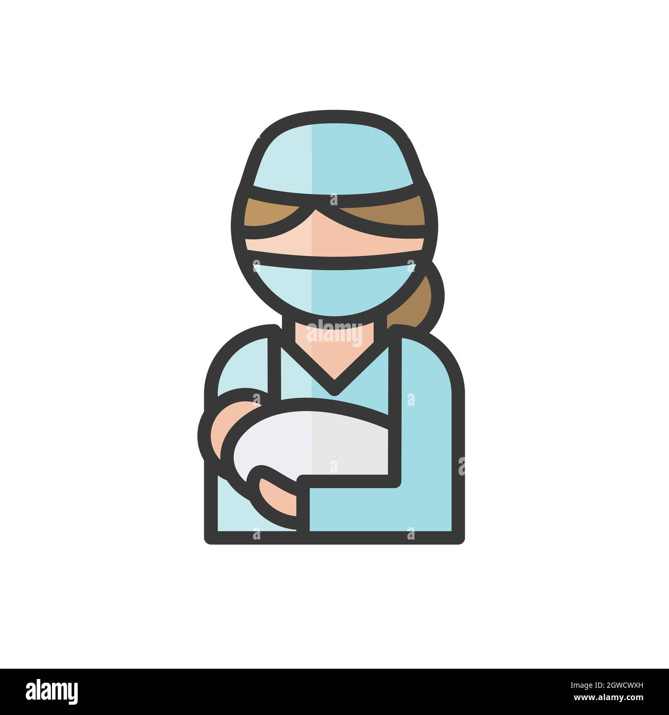 Midwife avatar with mask. Worker medicine woman. Profile user, person ...