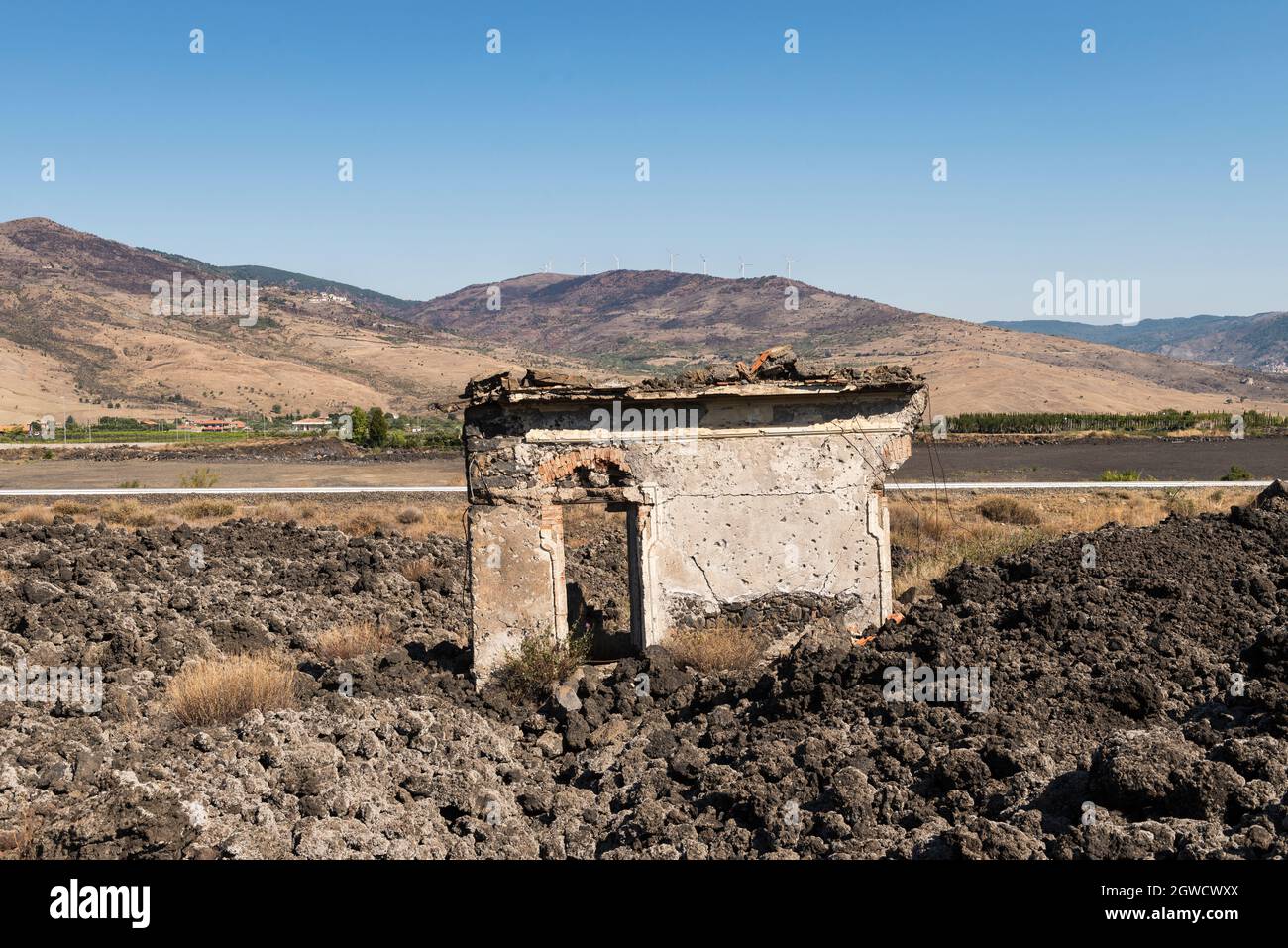 Near the town of Randazzo, Sicily, the remains of a house destroyed in ...