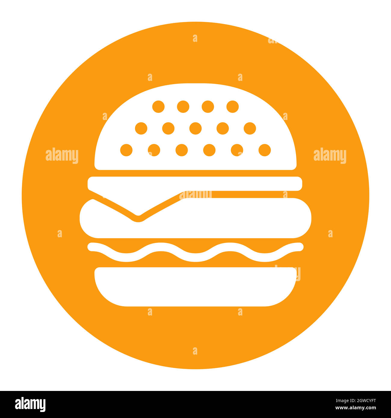 Burger vector white glyph icon. Fast food sign Stock Vector Image & Art ...