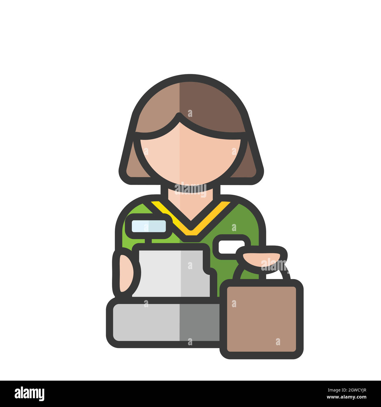 Supermarket cashier avatar. Cash register character. Profile user ...