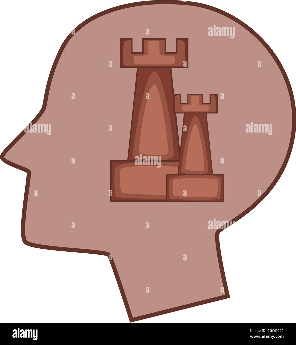 Castle inside human head icon, cartoon style Stock Vector Image & Art ...
