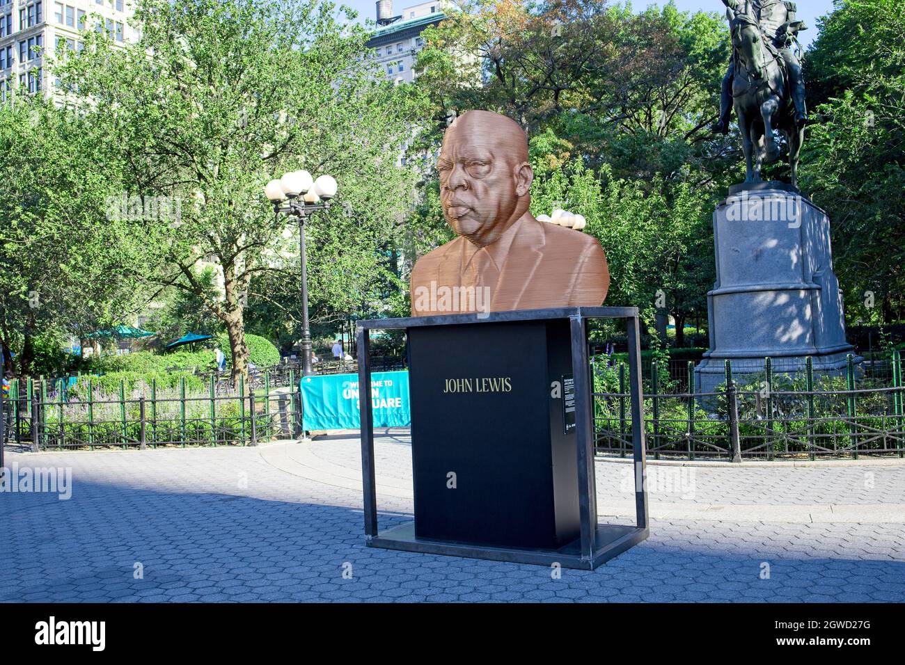 New York, NY, USA - Oct 2, 2021: Bust of John Lewis by artist Chris ...