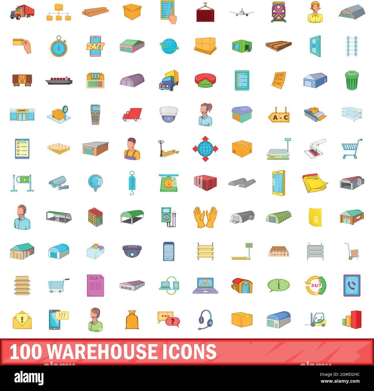 100 warehouse icons set, cartoon style Stock Vector Image & Art - Alamy