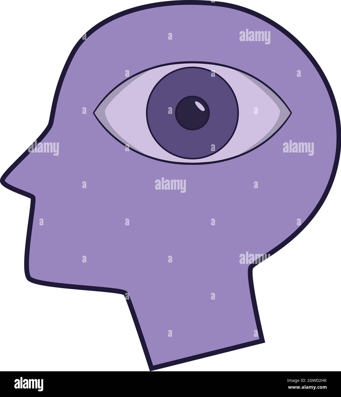 Eye inside human head icon, cartoon style Stock Vector Image & Art - Alamy