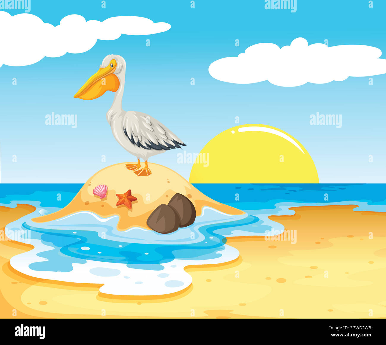 Pelican Bird on the Beach Stock Vector Image & Art - Alamy