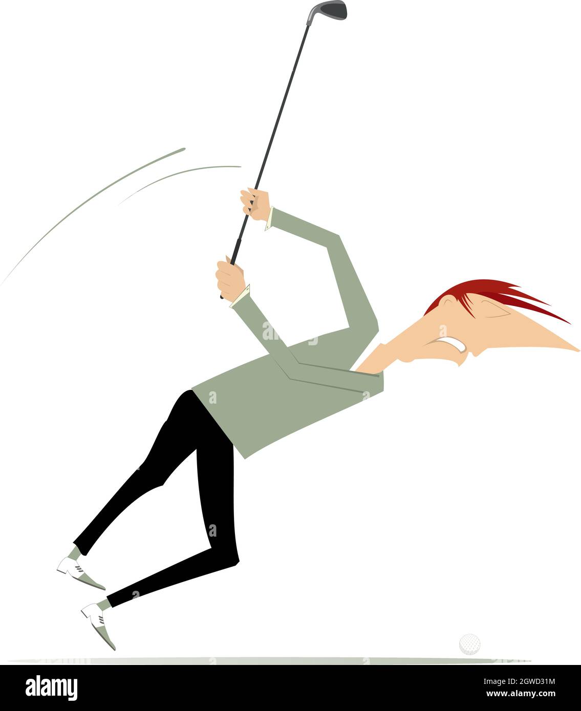 Cartoon golfer man on the golf course illustration. Funny angry golfer ...