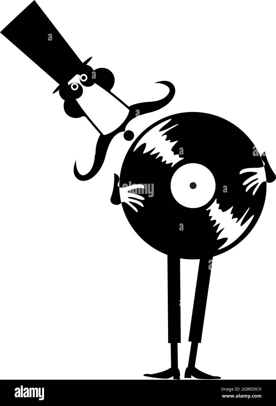 Funny man with vinyl record original icon. Cartoon long mustache man in ...