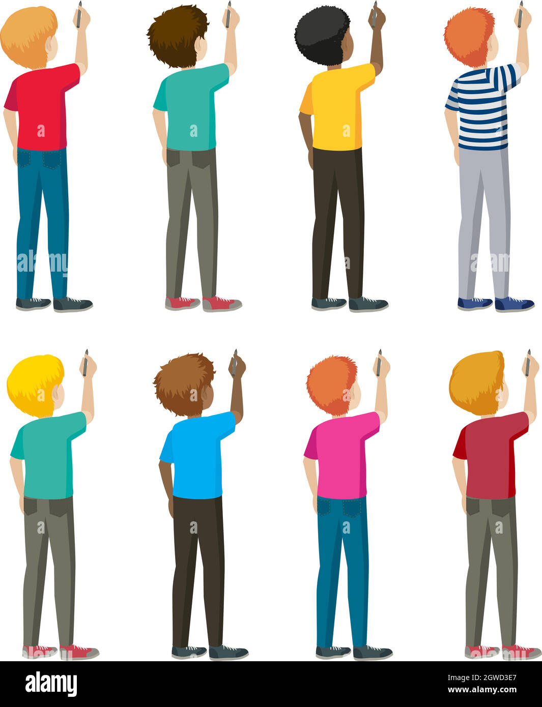 Boys backview Stock Vector Images - Alamy