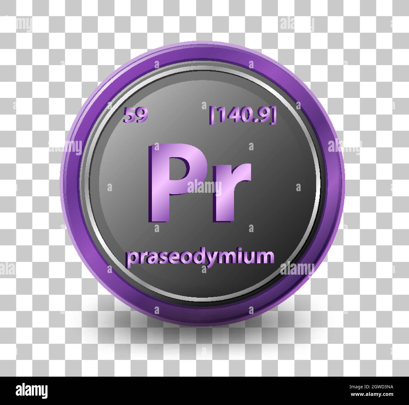 Praseodymium chemical element. Chemical symbol with atomic number and ...