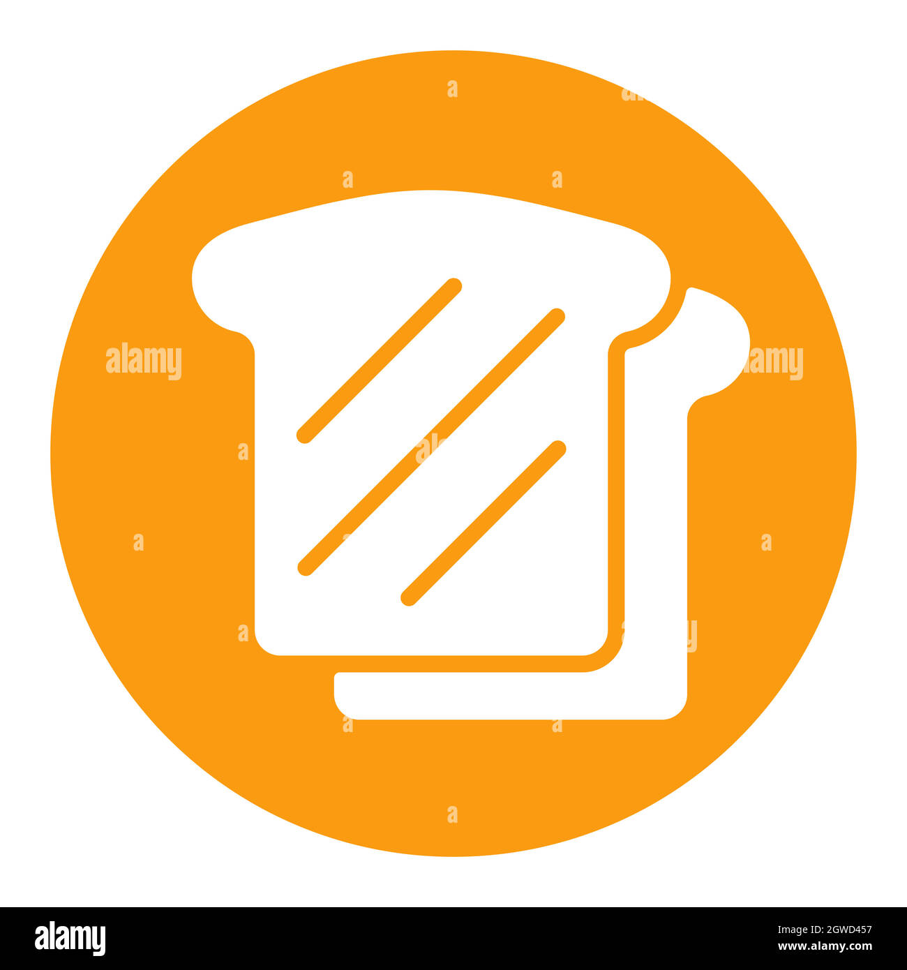 Bread, Toast vector white glyph icon. Fast food sign Stock Vector Image ...
