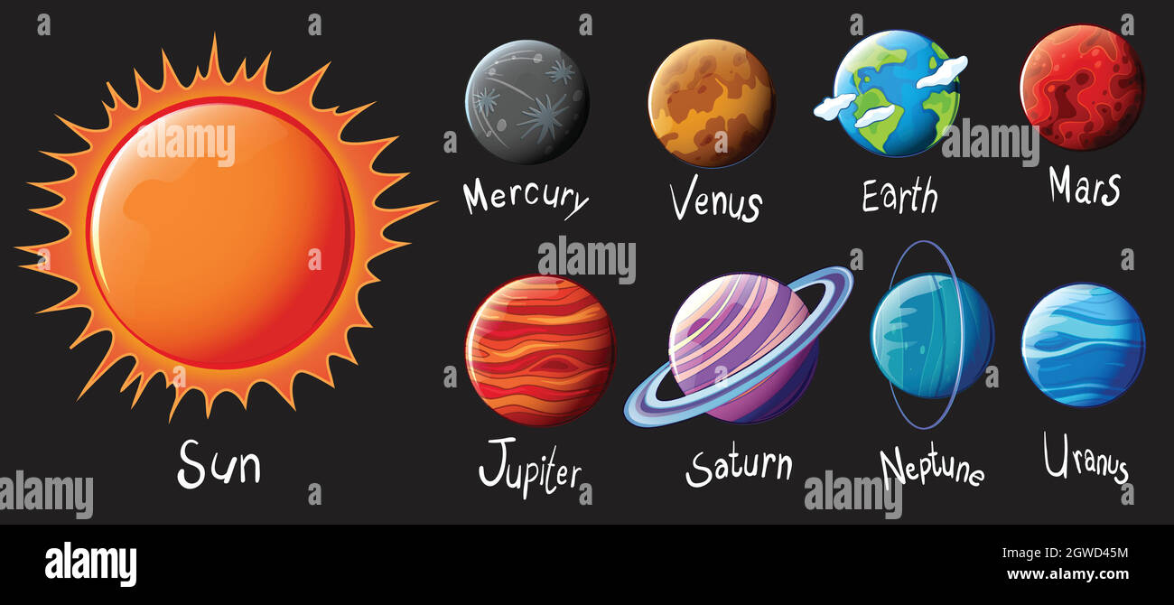 The Solar System Stock Vector Image & Art - Alamy