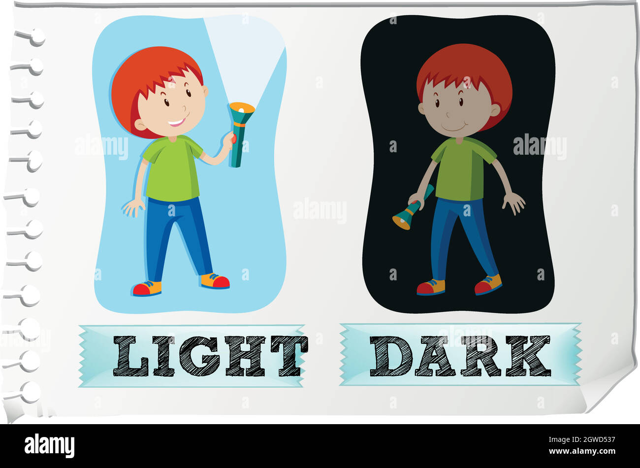 Opposite adjectives with light and dark Stock Vector Image & Art - Alamy