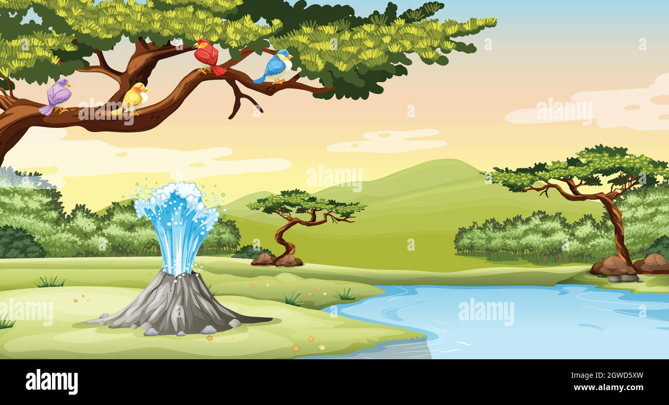 Hot spring by the river Stock Vector Image & Art - Alamy