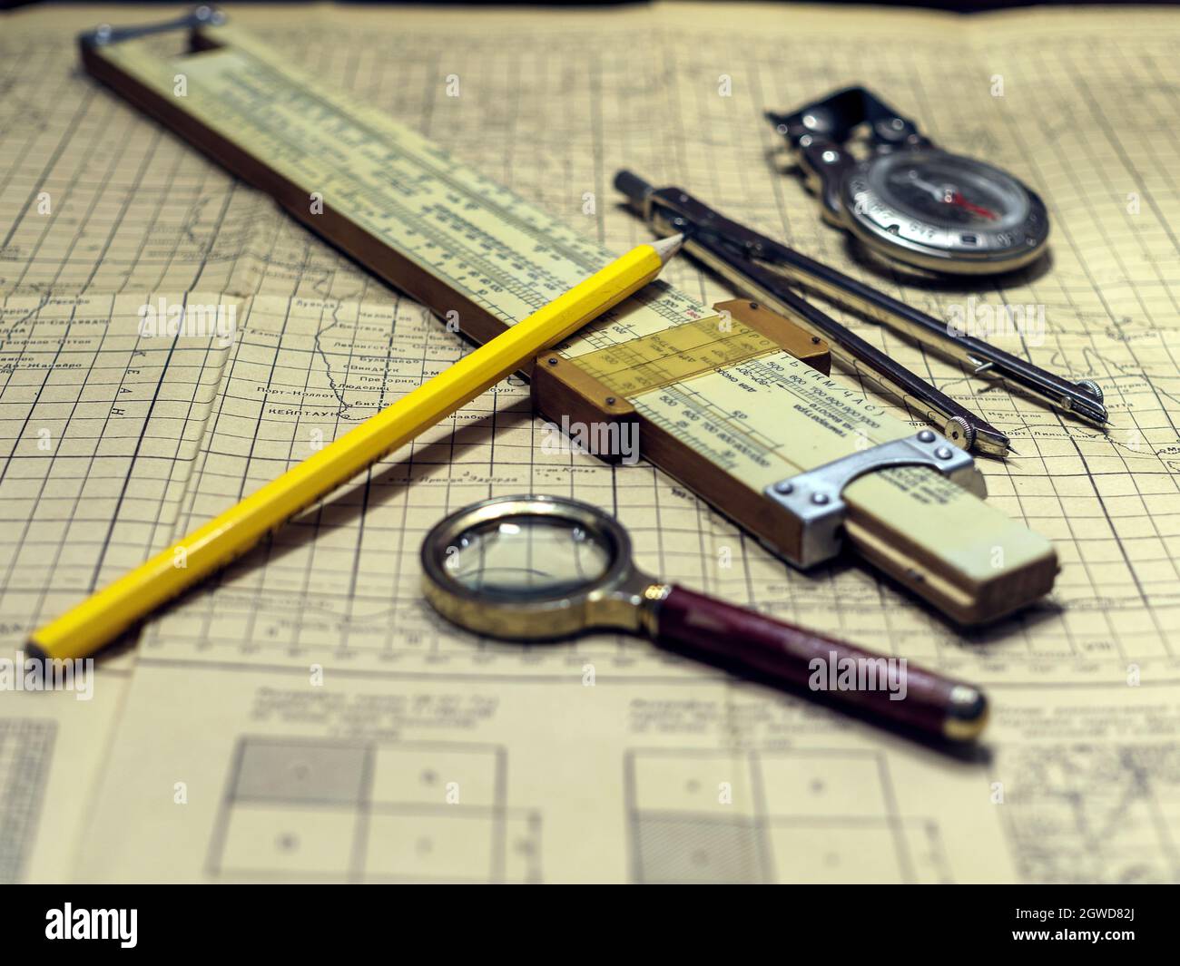 Vintage slide ruler hi-res stock photography and images - Alamy