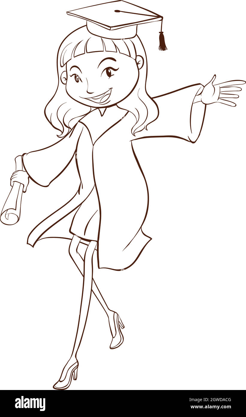 A plain drawing of a girl graduating Stock Vector Image & Art - Alamy