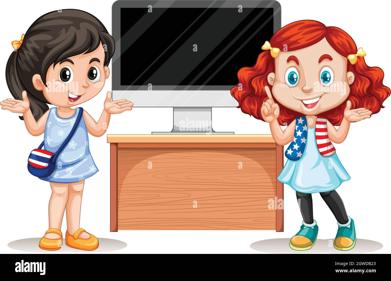 Girl presenting with computer Stock Vector Image & Art - Alamy