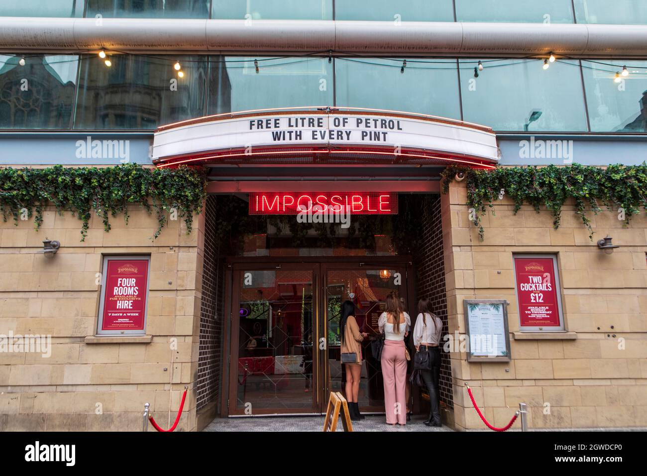 A sign outside a Manchster Bar referencing the current fuel demand ...