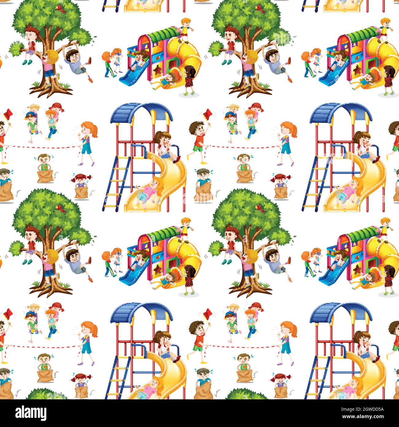 Seamless background with children in the playground Stock Vector Image ...
