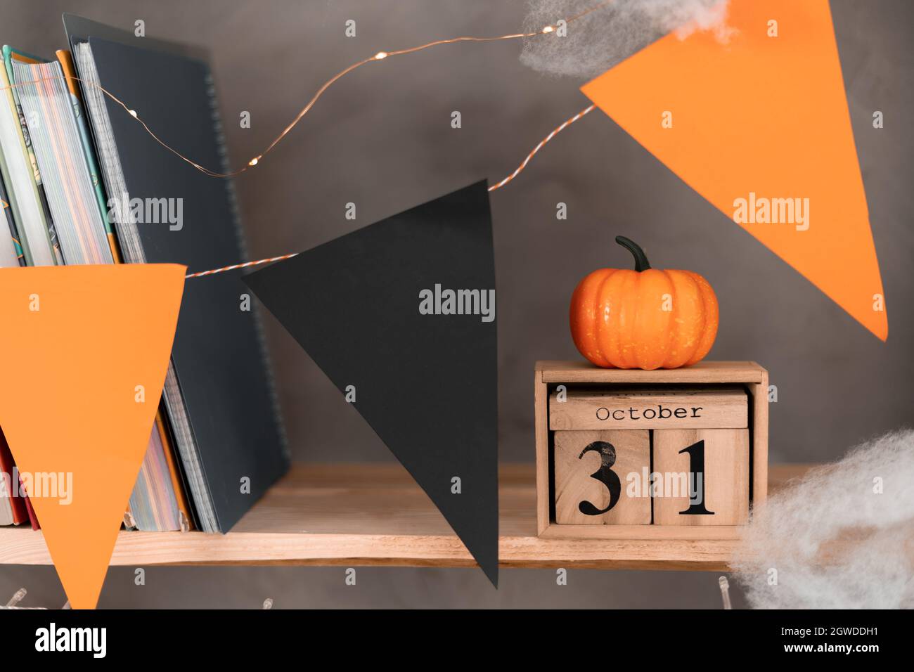 Happy Halloween wooden calendar with the date October 31 on the ...
