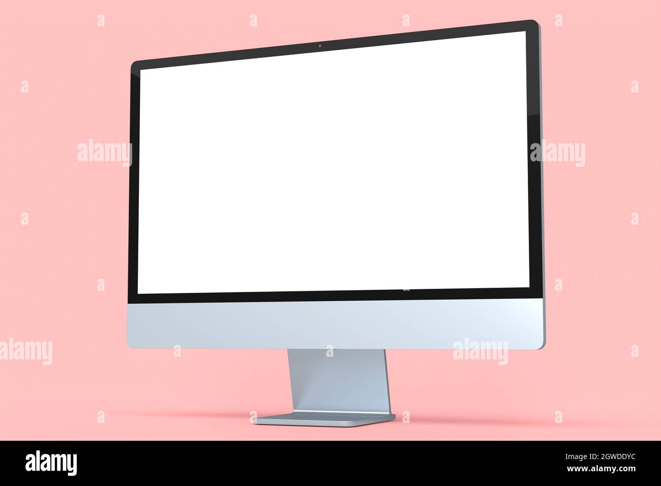 Realistic grey computer screen display with keyboard and mouse isolated ...