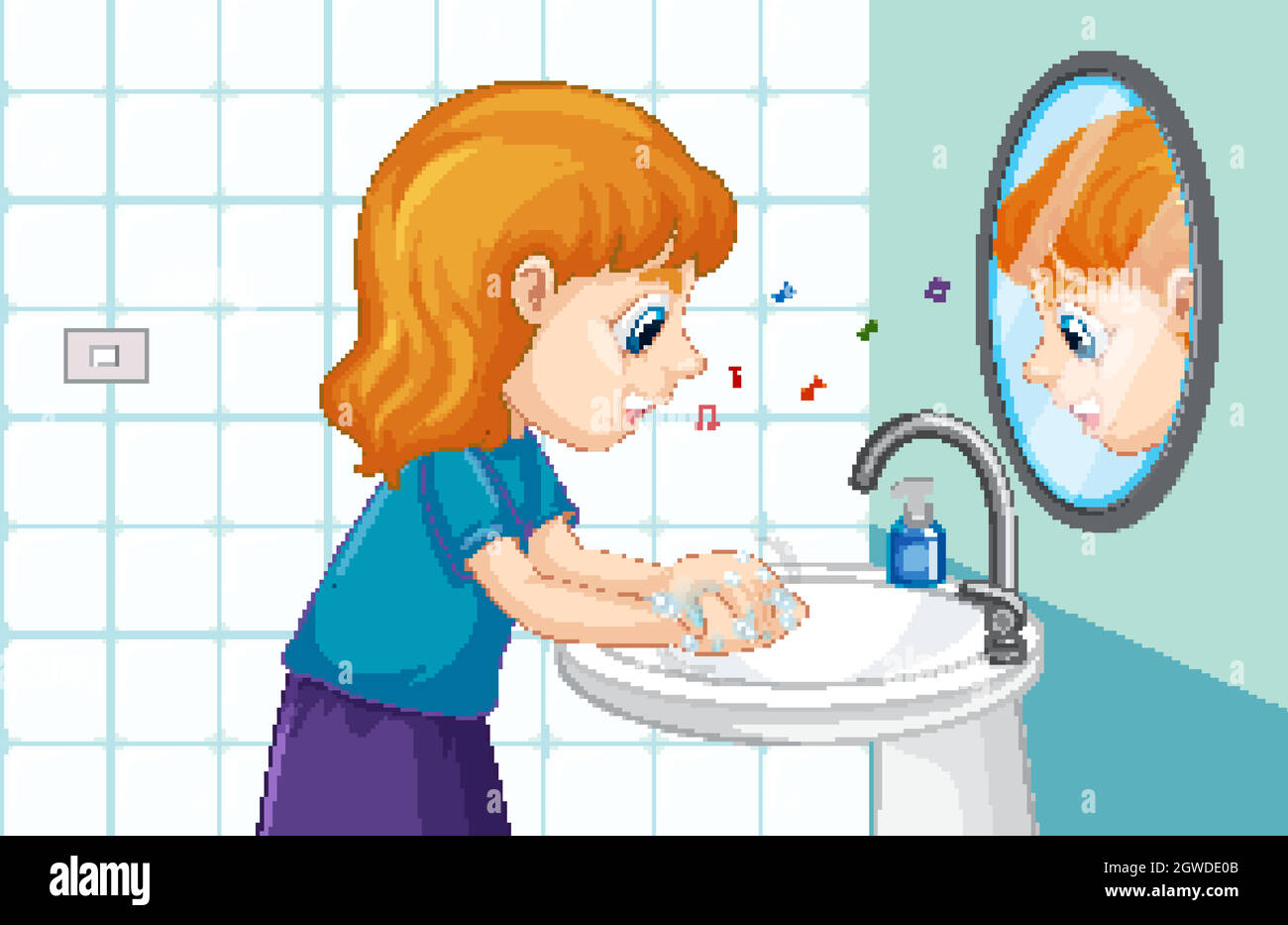 Children washing hands sink Stock Vector Images - Alamy