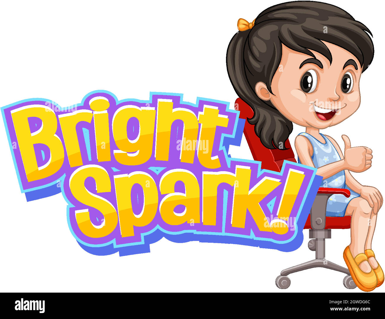Font design for word bright spark with cute girl Stock Vector Image ...