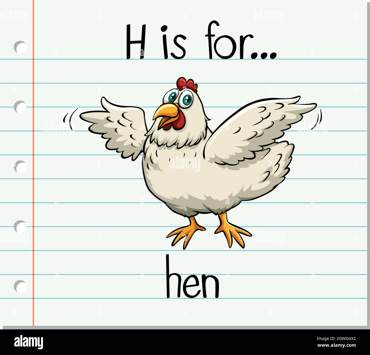 Flashcard letter H is for hen Stock Vector Image & Art - Alamy