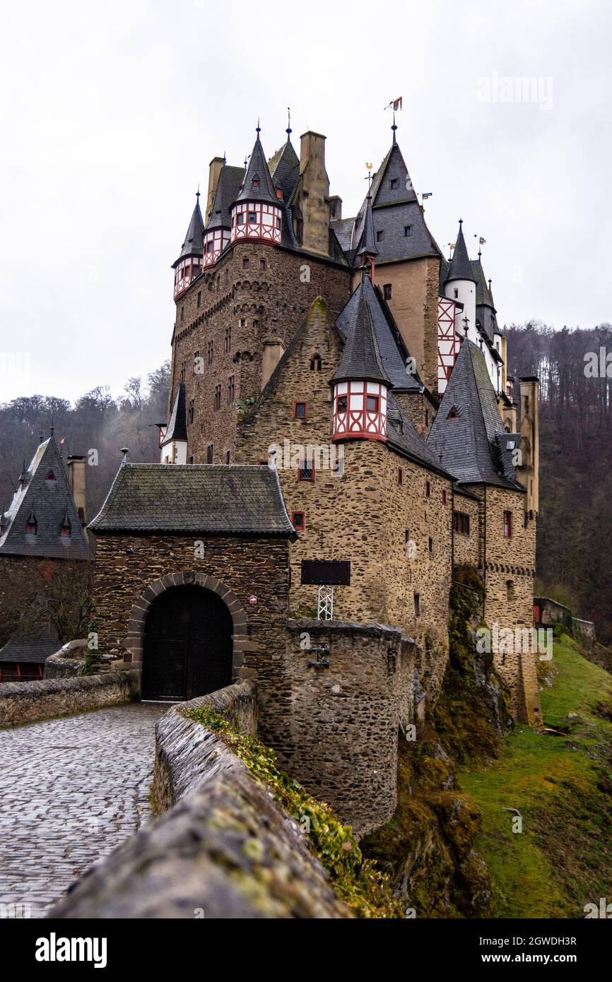 A scenic view of the famous Burg Eltz Castle in Wierschem, Germany ...