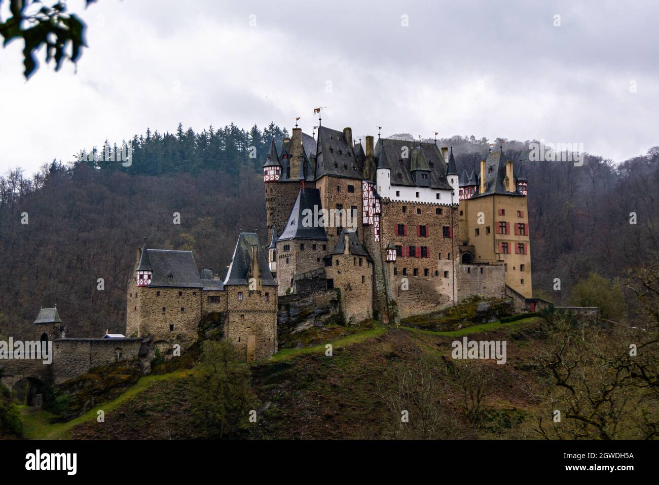 A scenic view of the famous Burg Eltz Castle in Wierschem, Germany ...