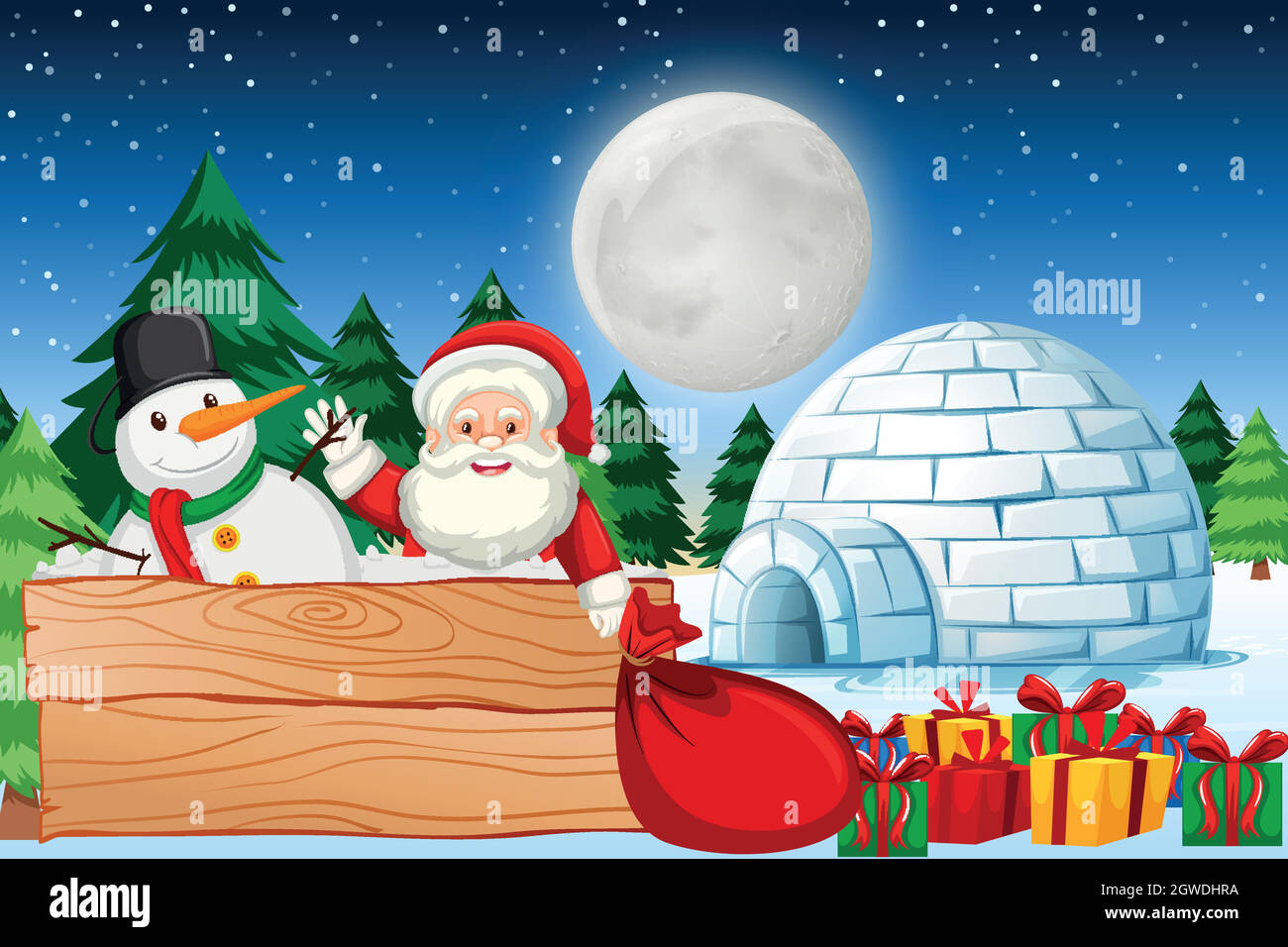 Christmas night with santa Stock Vector Image & Art - Alamy