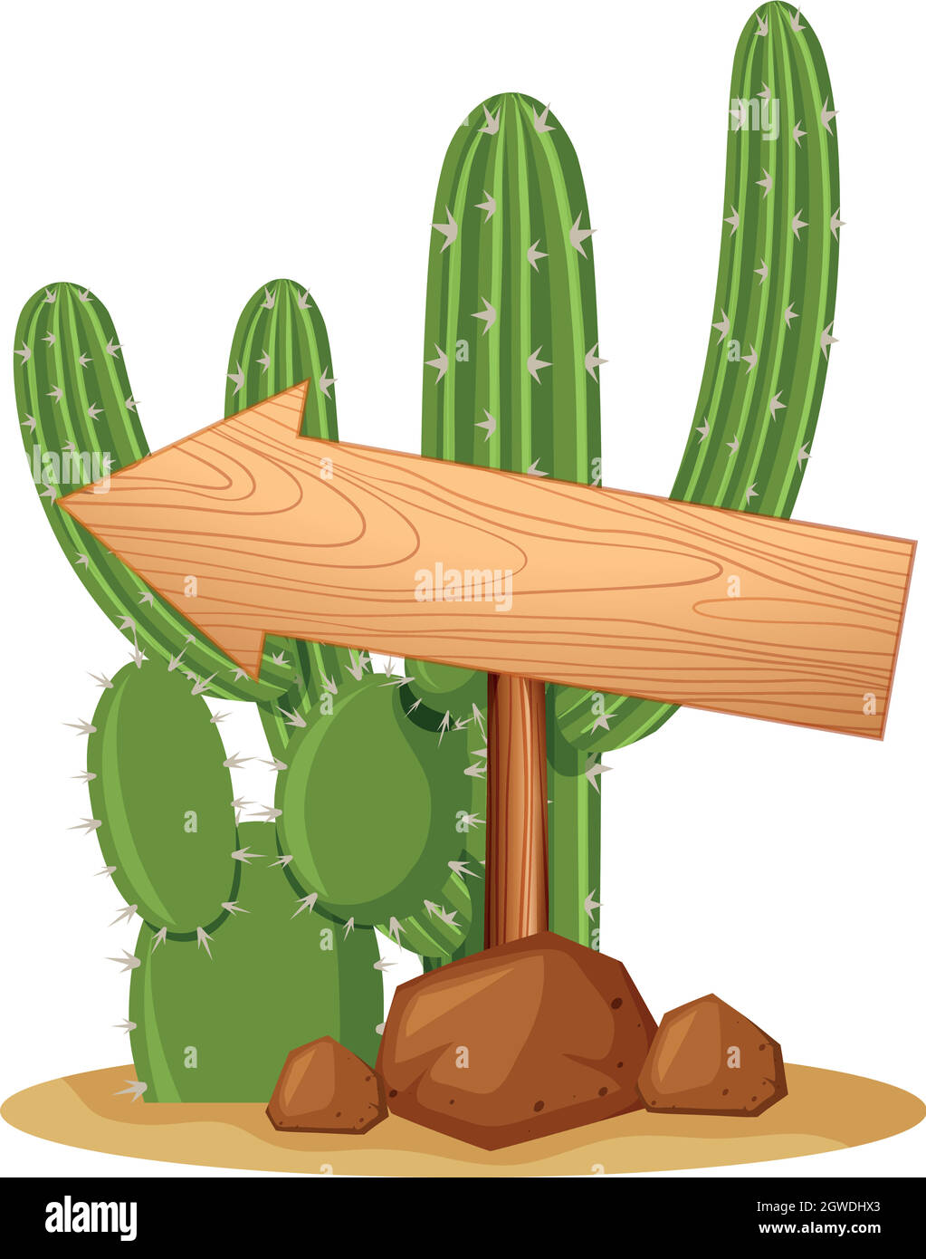 Wooden sign on cactus plant Stock Vector Image & Art - Alamy