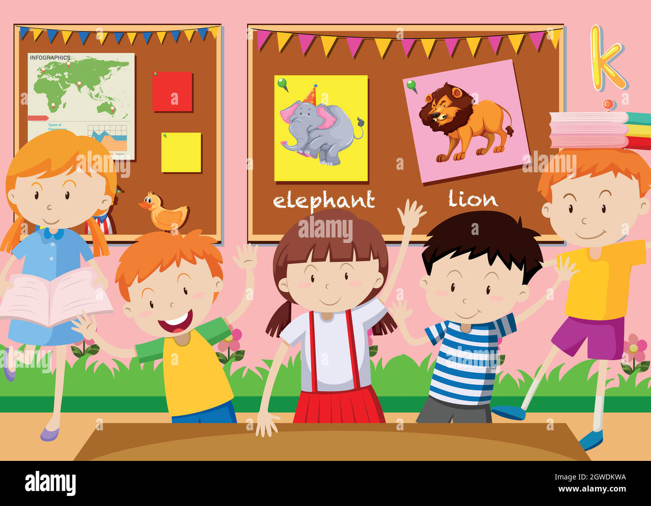 Five students learning in the classroom Stock Vector Image & Art - Alamy