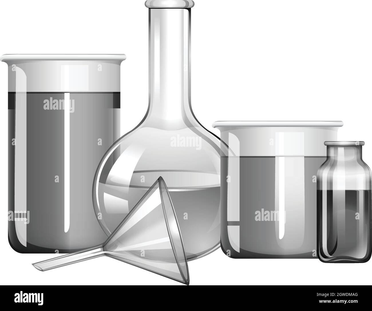 Greyscale science glasses with liquid substances Stock Vector Image ...