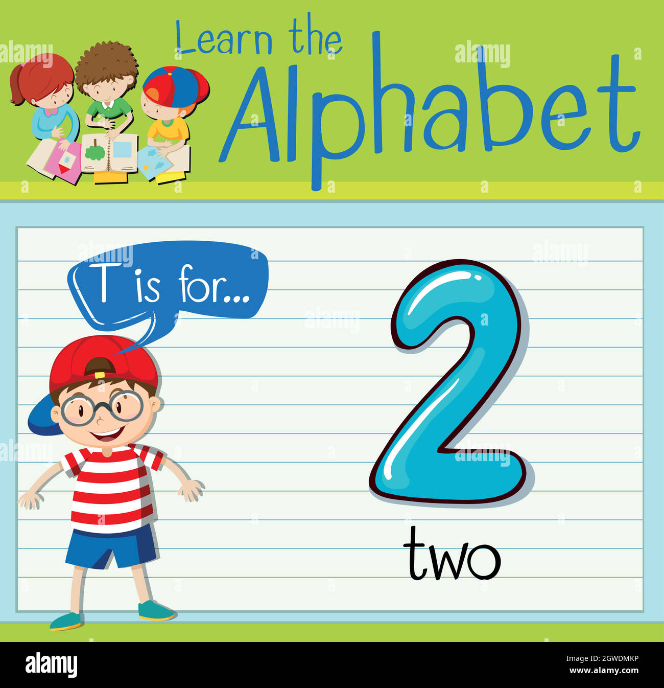 Flashcard letter T is for two Stock Vector Image & Art - Alamy